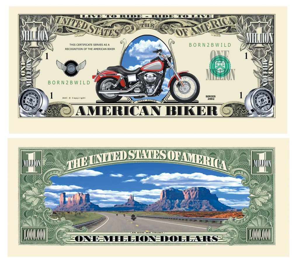 Biker Motorcycle - Harley Davidson Themed - One Million Dollar Bill ...
