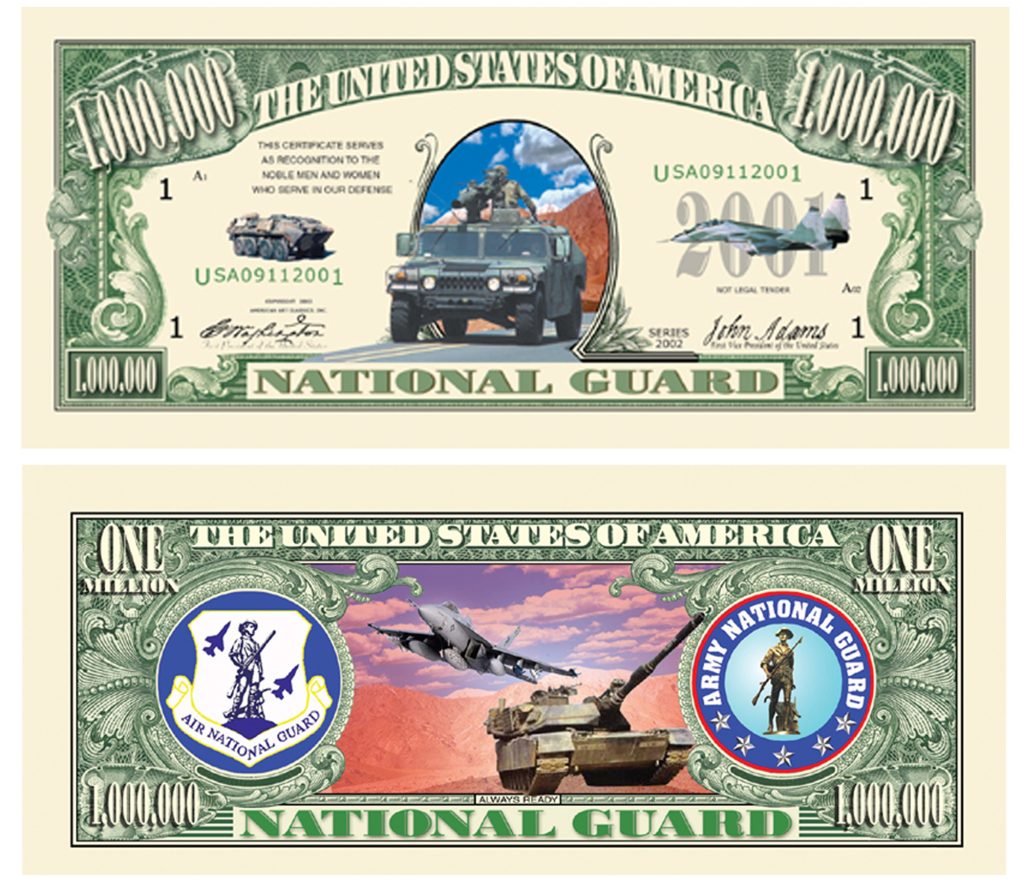 U.S National Guard One Million Dollar Bill - American Art Classics