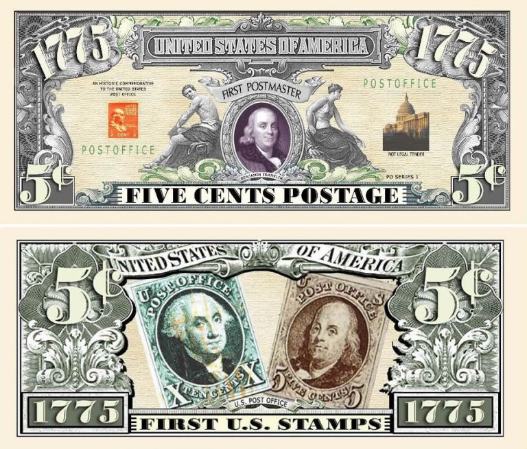 Five Cent First US Stamp Collectible Dollar Bill - American Art Classics