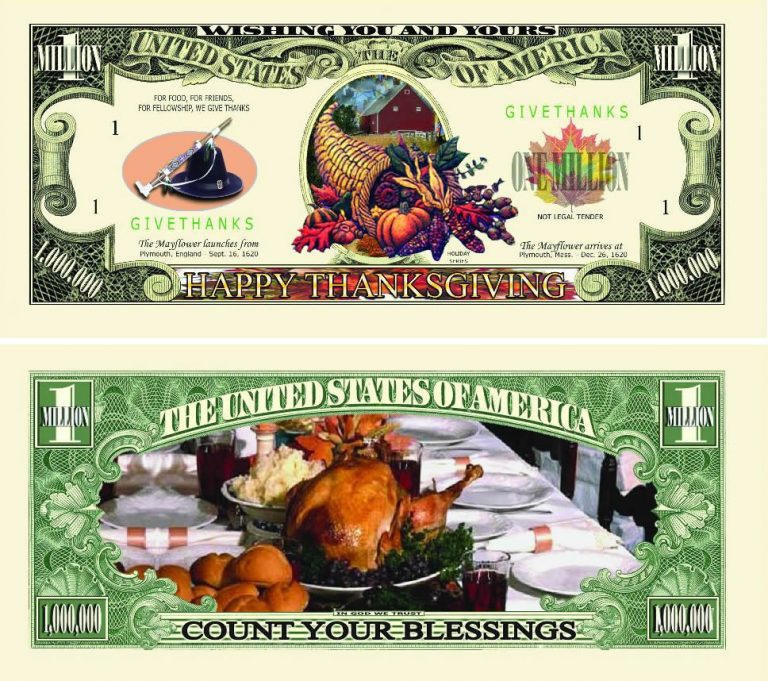 Happy Thanksgiving Million Dollar Bill – American Art Classics