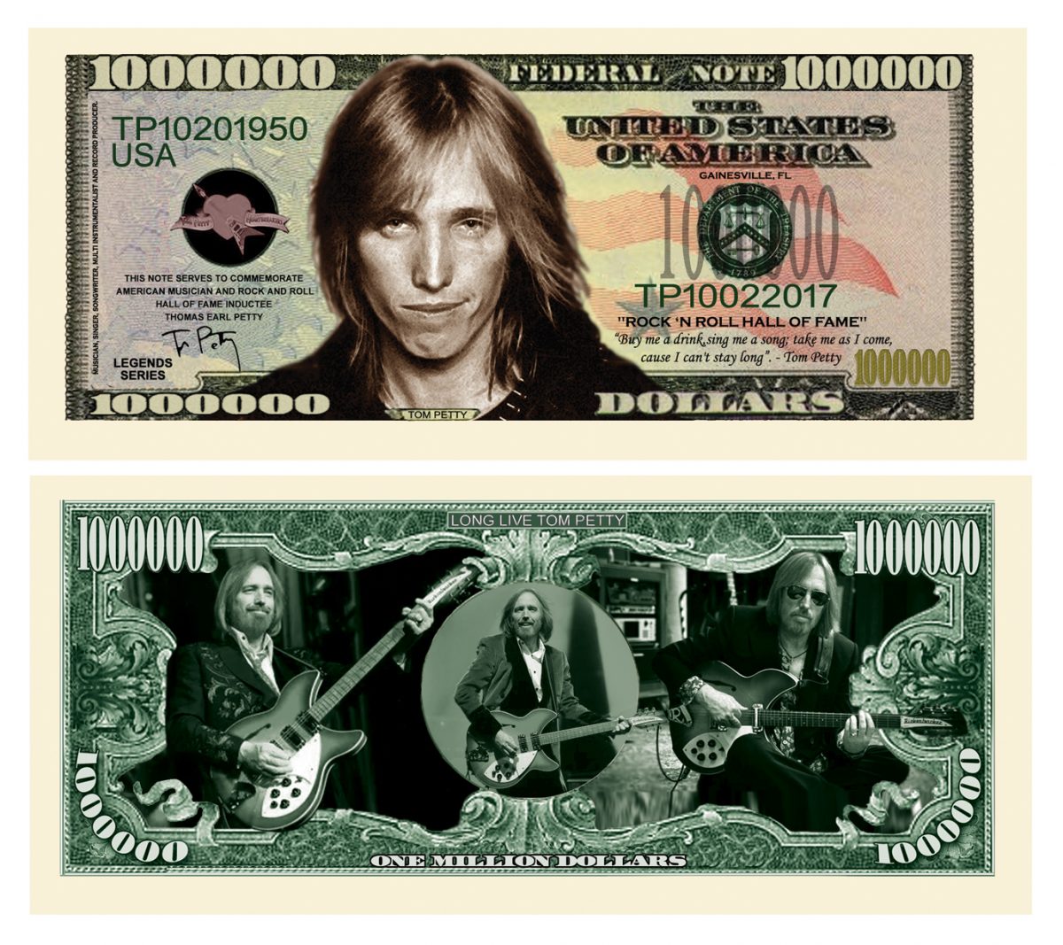 Tom Petty Limited Edition Collectible Novelty Million Dollar Bill ...