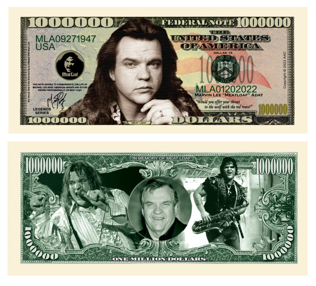 Meat Loaf Million Dollar Novelty Collectible Bills - Great Gift Or ...