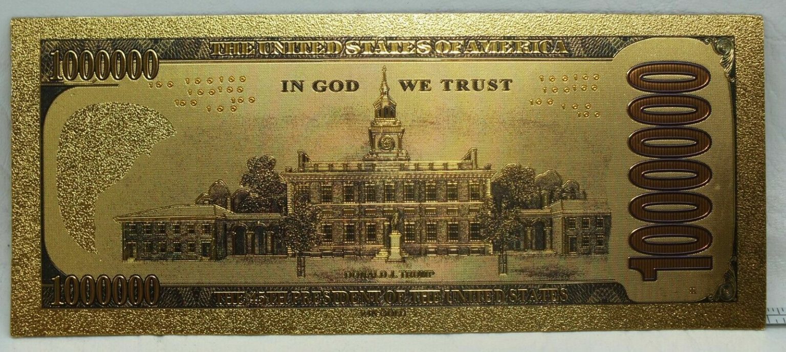 Gold Foil Donald Trump $1,000,000 Dollar Bill MAGA 2020 Novelty Bill ...
